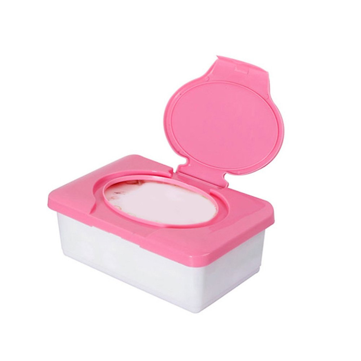 Afco Wet Tissue Storage Box Plastic Case Car Office Wipes Holder with Buckle Lid Pink