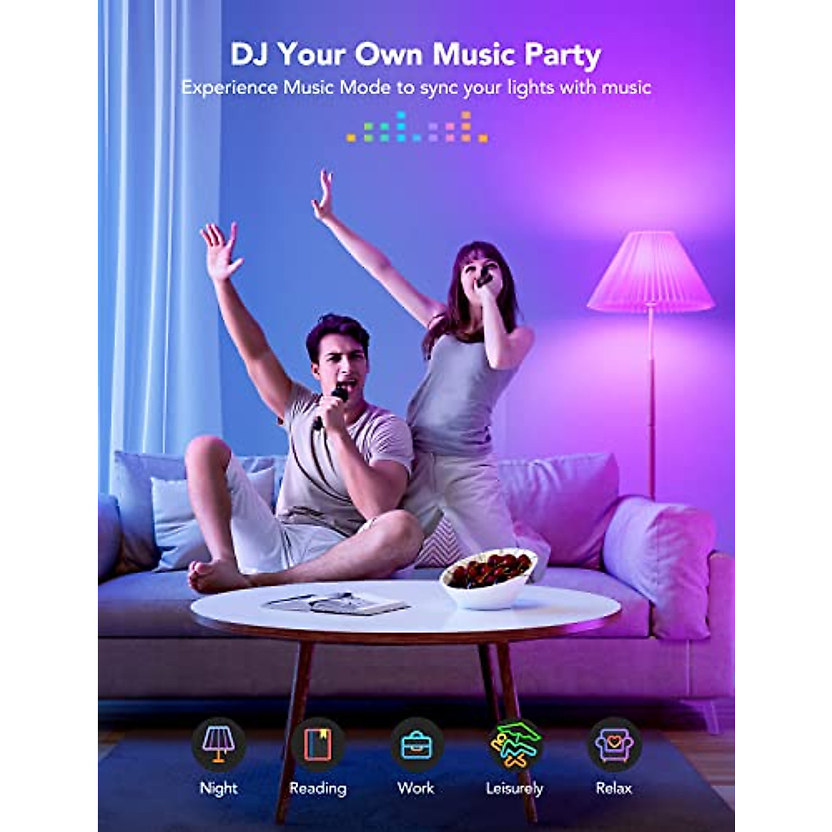 Govee Smart A19 LED Light Bulbs, 1000LM RGBWW Dimmable, Wi-Fi & Bluetooth Color Changing Light Bulbs, Works with Alexa & Google Assistant No Hub Required, 75W Equivalent Smart Bulbs, 2 Pack