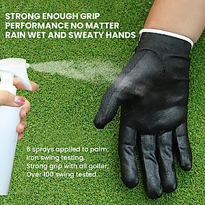 FINGER TEN Men's Golf Gloves Rain Grip Both Hands Pair Left Right Hand, Hot Wet Weather No Sweat Black Gray White Blue Fit Size Small Medium Large XL 2XL 3XL (Dull Black, M/Large)