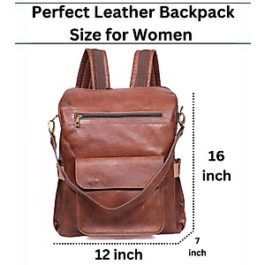 Genuine Leather Laptop Backpack for Women Designer Brown Leather Backpack Purse with 15.6-inch Laptop Computer Compartment Best for Work, Travel, and Daily Use