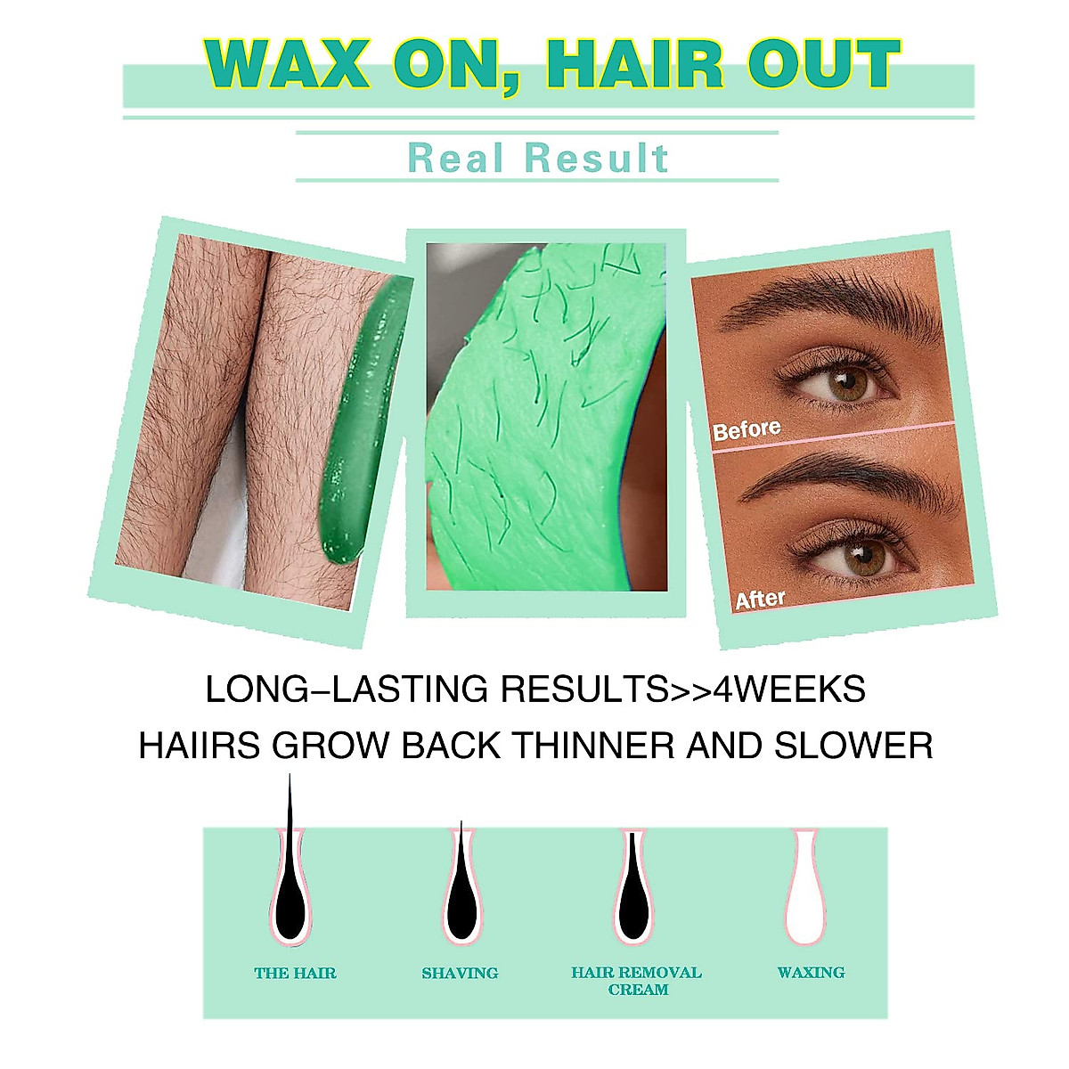 Waxing Beads for Hair Removal 1.1LB, Wax Beads for Sensitive Skin, Painless Wax Beans for Brazilian,Eyebrow Facial Leg for At Home Pearl Waxing Beads with 20 Spatulas for Women Men