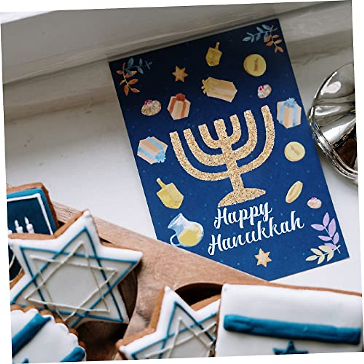 NOLITOY Jewish Holiday Party Supplies 100 Pcs Hanukkah Decoration Metal Non-Woven Fabric Wreath Jewish Hanukkah Decorations