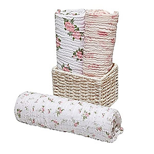 Mami 3 Pack Viscose Made from Bamboo Muslim Baby Swaddle Blanket, Soft Silky Swaddling Blankets Wrap for Newborn Infant, Large 47 x 47 inches (Baby Girl)