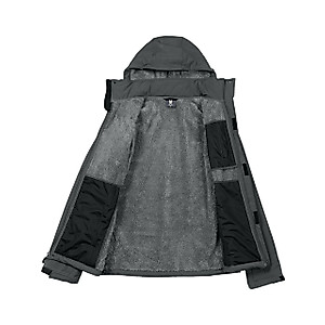 Little Donkey Andy Men's Warm Winter Softshell Jacket Windproof Mountain Ski Snow Coat with Removable Hood Grey L