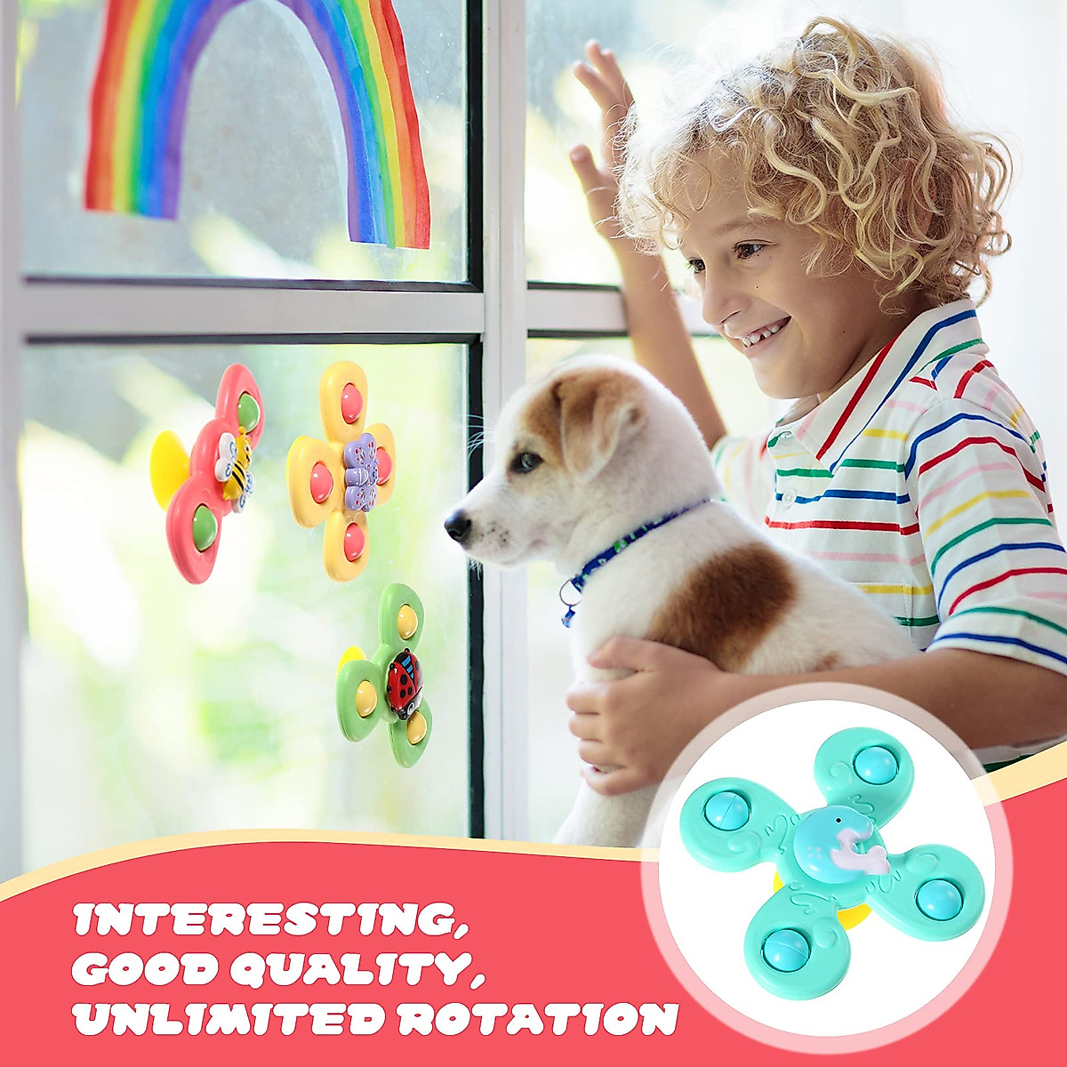 Harrycle 6 Pieces Suction Cup Spinner Toy Sea Theme Sensory Bath Spinner Toys Bear Butterfly Suction Toys for Birthday Learning Game and Party Supplies (Novelty Style)