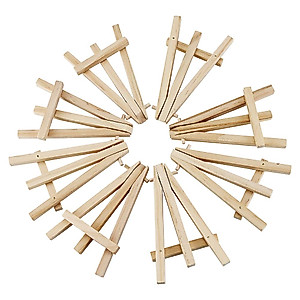 Twdrer 30 Pack 5" Mini Wood Display Easel,Natural Wood Display Stand for Displaying Small Canvases,Business Cards,Photos,DIY Crafts,Home Decorations (2.75" x 5")