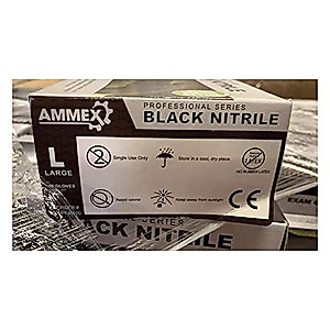 Ammex ABNPF46100 (2 Pack) Black Nitrile Glove, Medical Exam, Latex Free, Disposable, Powder Free, Size Large