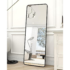 BEAUTYPEAK 64"x21" Full Length Mirror, Nano Glass Rounded Corner Floor Mirror, Standing Hanging or Leaning Against Wall Dressing Room Mirror Full Length, Black
