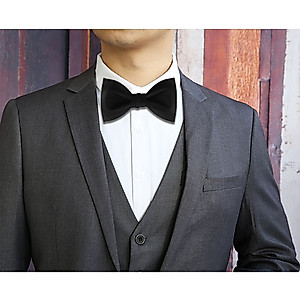 Mens Matte Satin Bowtie Solid Bow Ties (Black Classic)