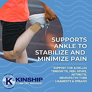 Kinship Comfort Brands Ankle Compression Brace helps with Tendonitis, Arch Support, Reduces Swelling, Neuropathy, Plantar Fasciitis, Foot and Heel Pain Relief