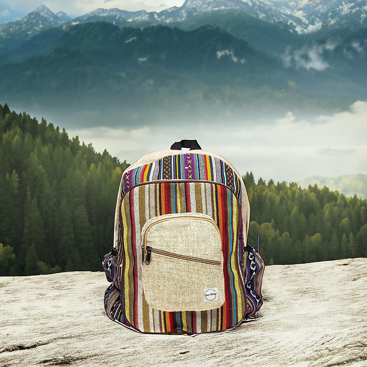 Core Hemp Boho Backpack - Handmade School Backpack - Lightweight Travel Bag