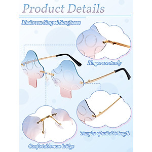 12 Pairs Mushroom Sunglasses Rimless Irregular Funny Mushroom Glasses Retro Trendy Prom Glasses for Women Mushroom Party Favor