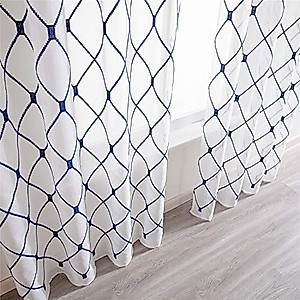 Top Finel White Sheer Curtains 84 Inches Length for Living Room Bedroom Voile Drapes Diamond Embroidered Rod Pocket Window Treatments, 2 Panels