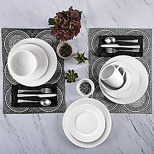 Gibson Home Back to Basics Dinnerware Sets, Round: Service for Four (16pcs), Classic Pearl