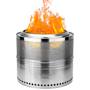 Onlyfire Wood Burning Fire Pit with Carrying Bag, 20” Detachable Portable Outdoor Firepit for Camping Tailgating Patio Backyard Bonfire Party, Perforated Smokeless Fireplace, Stainless Steel FP037