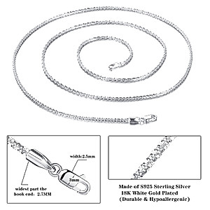 MILACOLATO 925 Sterling Silver 2MM Sparkle Mirror Link Chain for Women 18K Gold Plated Durable Italian Silver Choker Necklace Chain Jewelry - Lobster Claw Clasp 16/18/20/22/24/26 Inches