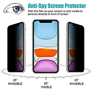 [3 Pack] Privacy Screen Protector for iPhone 11/iPhone XR Anti-Spy Tempered Glass Film Upgrade 9H Hardness Case Friendly Easy Installation Bubble Free 3D Touch Support [6.1 inch]