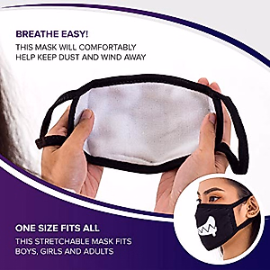 SoJourner Bags Black Face Mouth Mask - Cotton Face Covering (10 Pack) - Face Mask Resuable, Washable, Breathable, Adjustable - Adult and Child Size | Rave EDM Halloween Masks