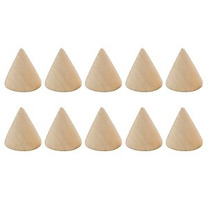 SUPVOX 10pcs Natural Wood Cone Ring Holders Unpainted Wooden Cones to Craft Paint Jewelry Display Stand 3.1cm