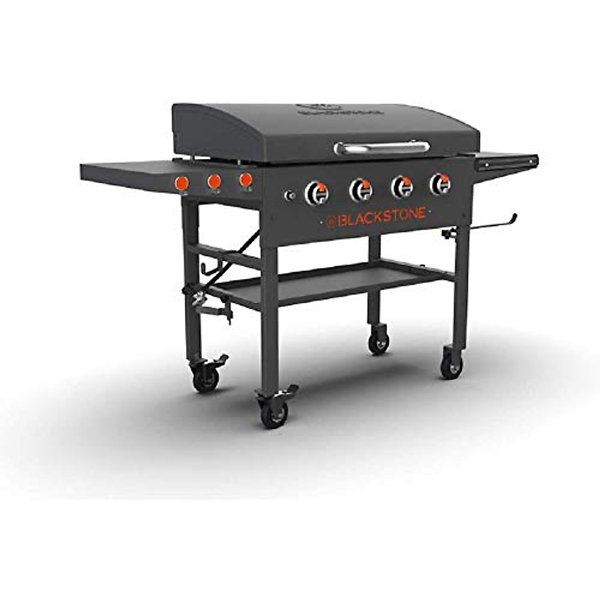 Blackstone 36” Griddle with Hood & Four Burners - Stainless Steel Gas Griddle with Hood, Wheels, Two Side Shelf & Magnetic Hooks – Heavy Duty Outdoor Griddle Station for Backyard, Patio - 1899