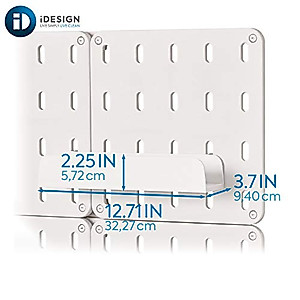 iDesign Cade BPA-Free Plastic Modular Hanging Pegboard Organizer Storage Shelf, 12.71" x 3.7" x 2.25", Matte White