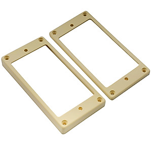Musiclily Pro Plastic Humbucker Pickup Ring Flat Bottom Neck Bridge Pickup Frame Set for Electric Guitar, Cream
