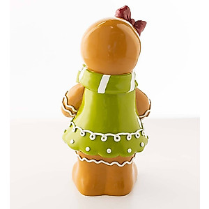 Plow & Hearth Indoor/Outdoor LED Light-Up Christmas Gingerbread Girl Shorty Statue, LED Lights with Auto-Timer, Sweet Details, Holiday Accent, Battery-Operated, 9" L x 7¾"W x 18" H