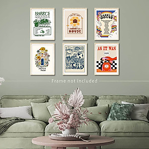 Harry Poster Style Canvas Painting Room Aesthetic Decoration for Boys and Girls Dormitory Bedroom Music Album Gift (12x16 inches x 6 pieces)