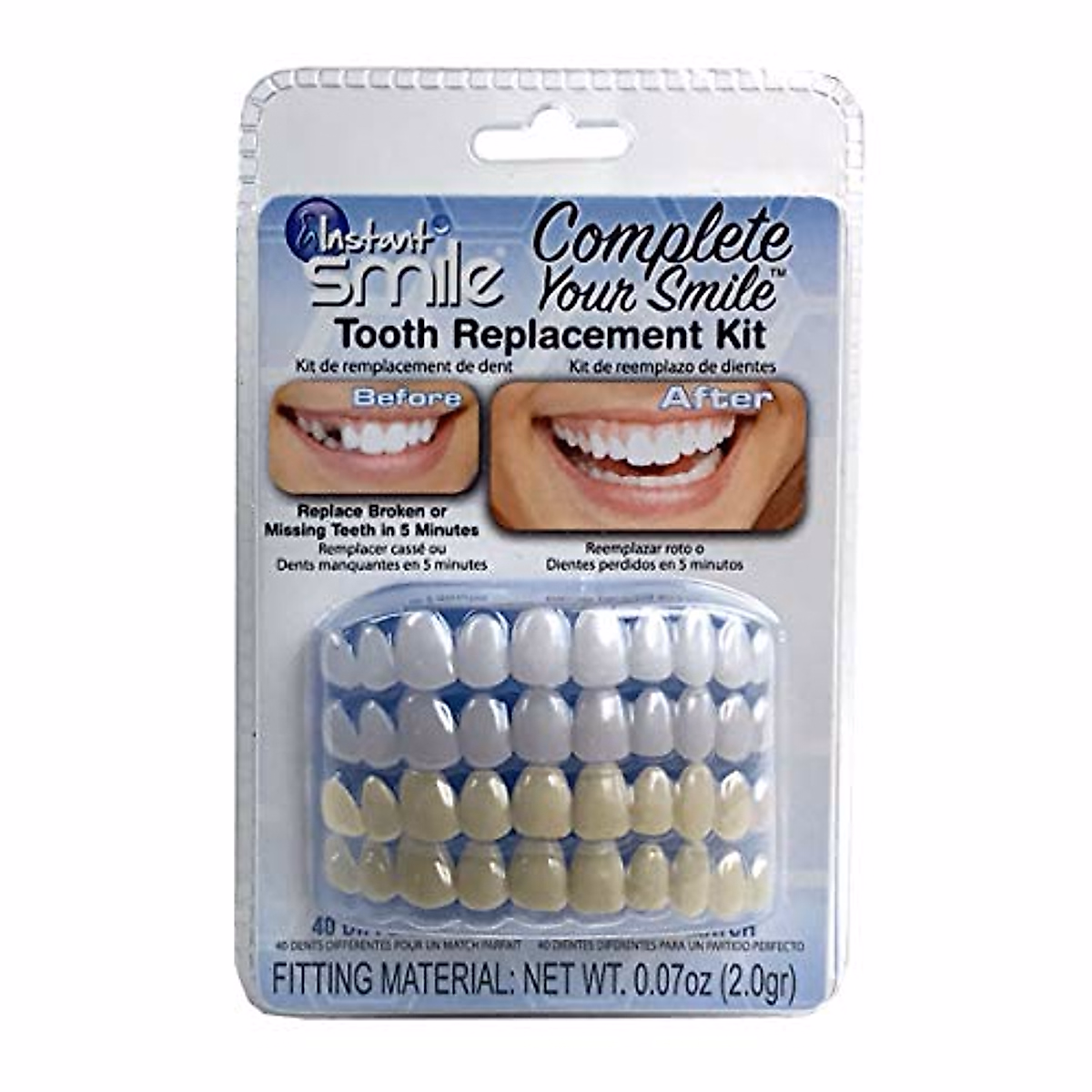 Instant Smile Complete Your Smile Temporary Tooth Replacement Kit - Replace a Missing Tooth in Minutes - Patented