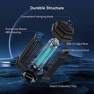 Bug Zapper for Outdoor and Indoor, ROCK 4000V Mosquito Zapper Killer, Waterproof Insect Fly Trap for Home Backyard Garden Patio