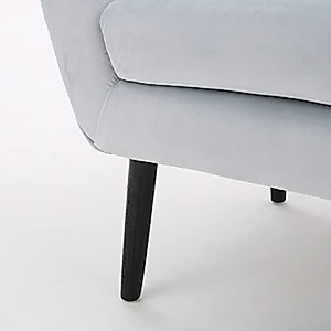 Christopher Knight Home Seigfried Velvet Arm Chair, Light Grey