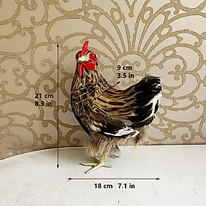 LWINGFLYER Artificial Feather Hen Chicken Statue Ornaments DIY Craft for Home Wedding Easter Decoration Farm Garden Decor Figurines Party Decor Teaching Props (S)