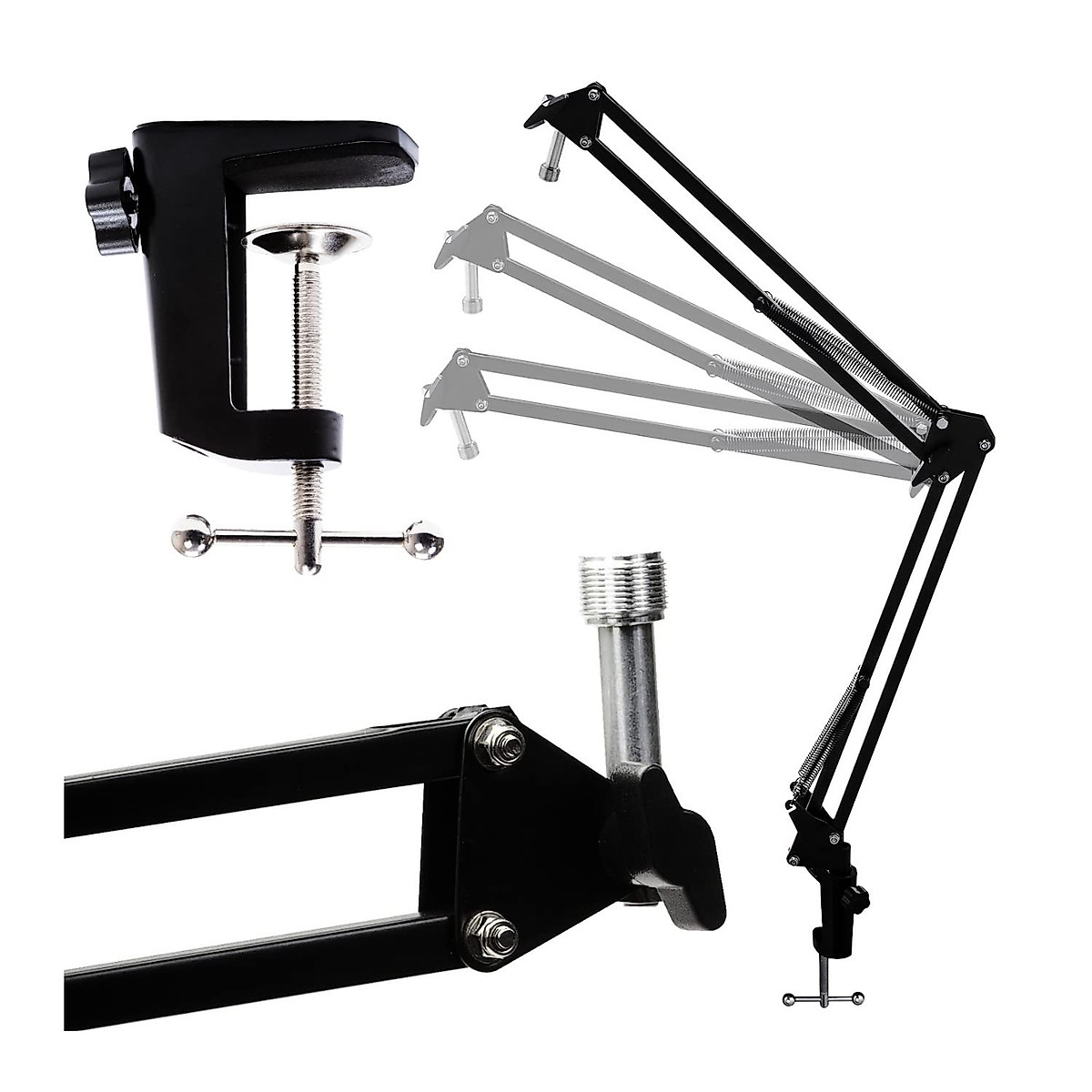 Knox Gear Studio Boom Microphone Arm Stand for Microphones, Gaming, Podcast, and Recording Boomarm Mic Stand for Desk, 5/8 Inch Thread