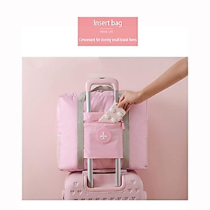 AINAAN Travel Foldable Bag & Portable Duffel for Women, Men& Kids - Waterproof Lightweight Carry On Luggage (Pink)