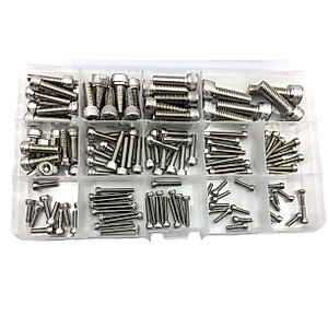 HVAZI 135pcs Metric M2.5 M3 M4 M5 M6 M8 304 Stainless Steel Hex Socket Head Cap Screws Assortment Kit