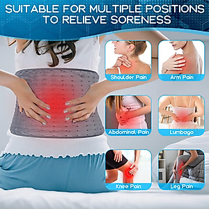 Heating Pad for Back Pain and Cramps Relief, Heating Pad Belt, Lower Back Heating Pad, with 4 Timer Settings 11.8x23.6 Inch, with Auto Off and 6 Heat Setting for Back Pain Relief and Cramps Gray