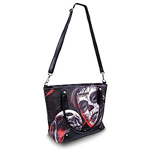 Liquorbrand Eternal Shoulder Tote Bag and Coin Purse Handbag & Zipper Pouch | Sugar Skull Dia De Los Muertos Dark Gothic Design