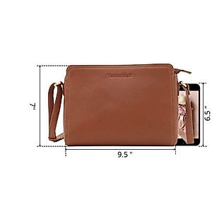 Texan Bull Leather Crossbody Bags For Women- Small Crossover Crossbody Bag With Shoulder Sling Adjustable Strap Womens Purses Purses And Handbags (Tan)