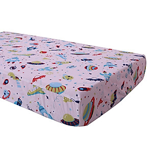 Bacati - Space Multicolor 2 Pack Crib Fitted Sheets Soft Breathable 100% Cotton Percale Baby Sheets - Fits Standard 28 x 52 Crib & Toddler Mattresses