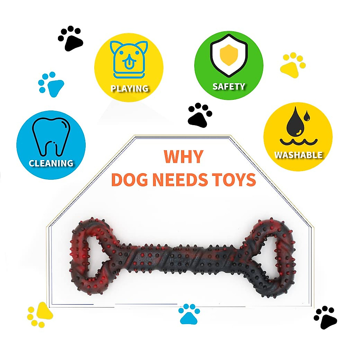AMOMI PET Dog Toys for Aggressive Chewers Large Dog Toys with Convex Design Natural Rubber Tug-of-war Toy for Energetic Dogs Medium Large Dogs Tooth Clean
