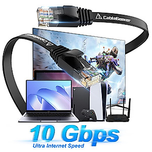 Cat 6 Ethernet Cable 10 ft (5 Pack) (at a Cat5e Price but Higher Bandwidth) Cat6 Internet Network Cable Flat - Ethernet Patch Cables Short - Computer LAN Cable with Snagless RJ45 Connectors