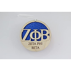 Sorority Shop Zeta Phi Beta Ornament - Laser Carved Greek Letter Wood Ornament - 3" Round