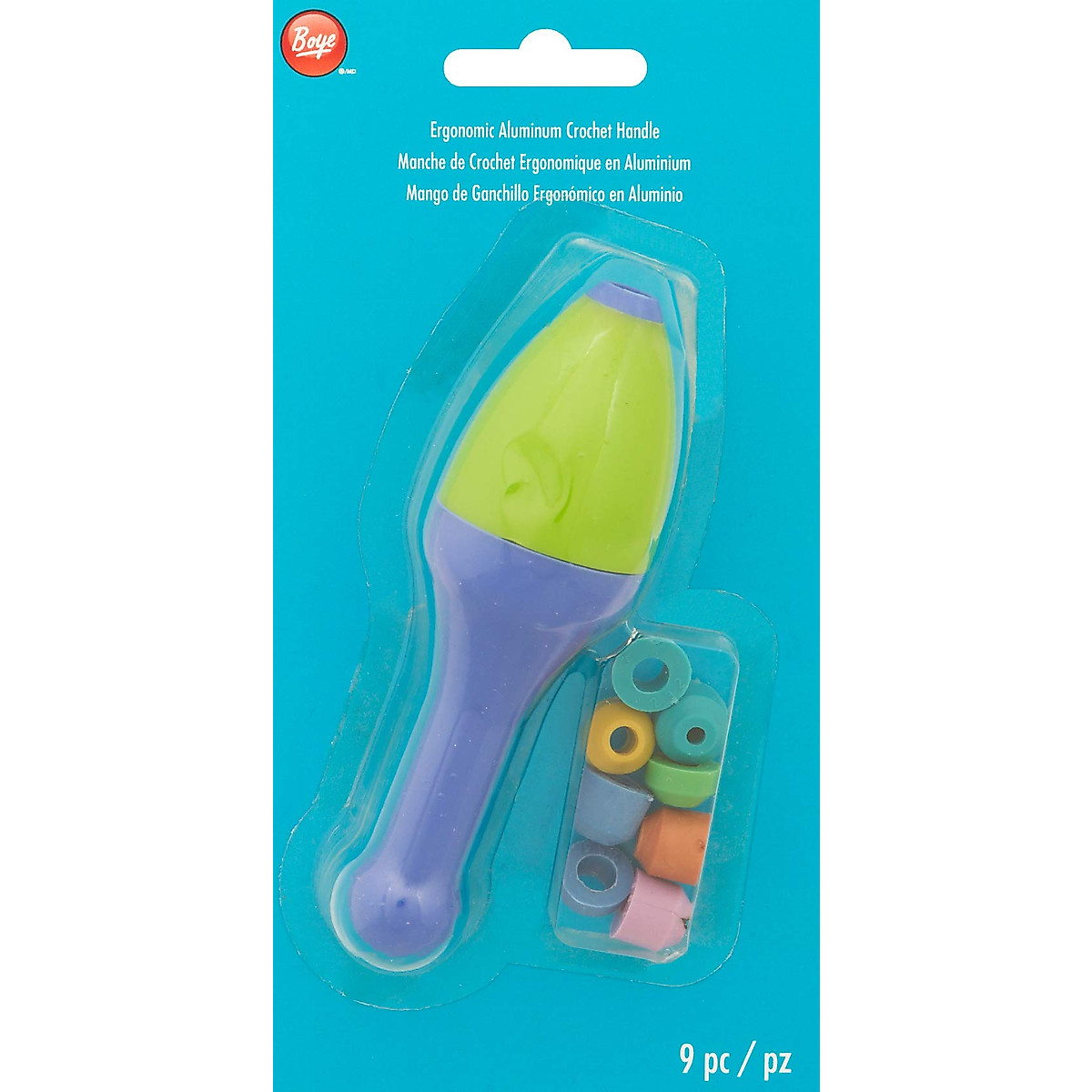 Wrights 3421001001M Boye Ergonomic Crochet Hook Handle4.5'', 4.5'', Purple, Green