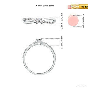 Angara Princess Cut Natural Diamond Promise Ring for Women in 925 Sterling Silver (0.19 ct, Color-I-J, Clarity-I1-I2, Ring size -6.5) - April Birthstone Jewelry fo Her