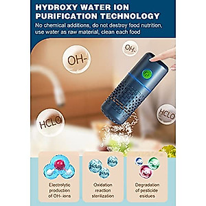The Fruit And Vegetable Purifier Adopts Hydroxyl Water Ion Purification Technology, IPX7 Waterproof Uses Titanium Electrodes, Safe And Durable. Built-in 4400mah High-capacity Battery, Smaller Than A S