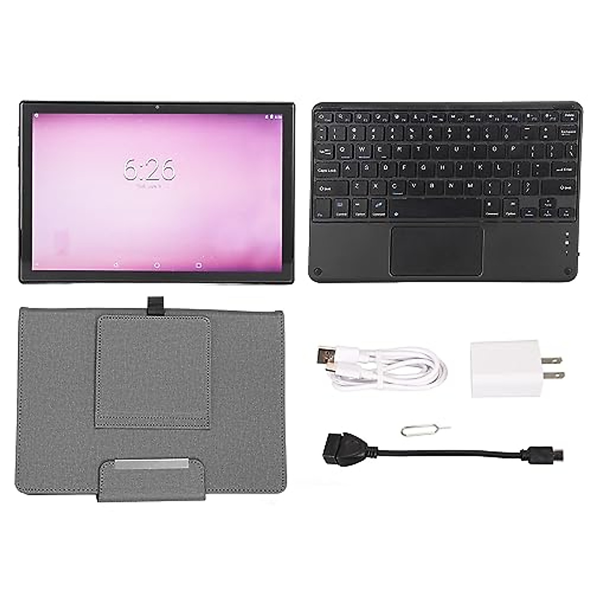 DAUZ 2 in 1 10.1 Inch Tablet, Tablet PC 8GB RAM 256 ROM 5.0 Blue 5G WiFi Front 8MP 100-240V for Android 12 for Work for Entertainment (US Plug)