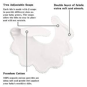 3 PCS White Flower Baby Bibs Infant Burp Clothes For Baby Girls Saliva Towel Cotton Infant Toddler Girls Bibs (3PCS-WHITE)