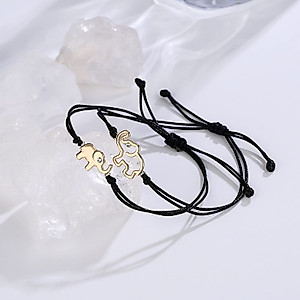 Ascona Mother Daughter Bracelets Set for 2, Mom Daughter Elephant Matching Bracelet, Back To School Bracelet Mommy and Me Mothers Day Valentines Day Gifts (Gold)