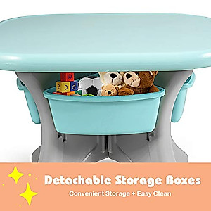 Costzon Kids Table and Chair Set, 3 Piece Activity Table w/Detachable Toy Storage Bins & 2 Chairs for Children Reading Art Craft, Strong Bearing Capacity, Lightweight, Toddler Table & Chair Set, Green