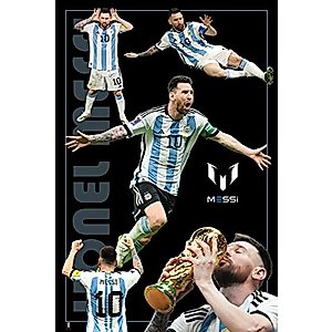 CINEMAFLIX Lionel Messi Argentina World Cup 2022 Sports Soccer / Football Poster 24in x 36in